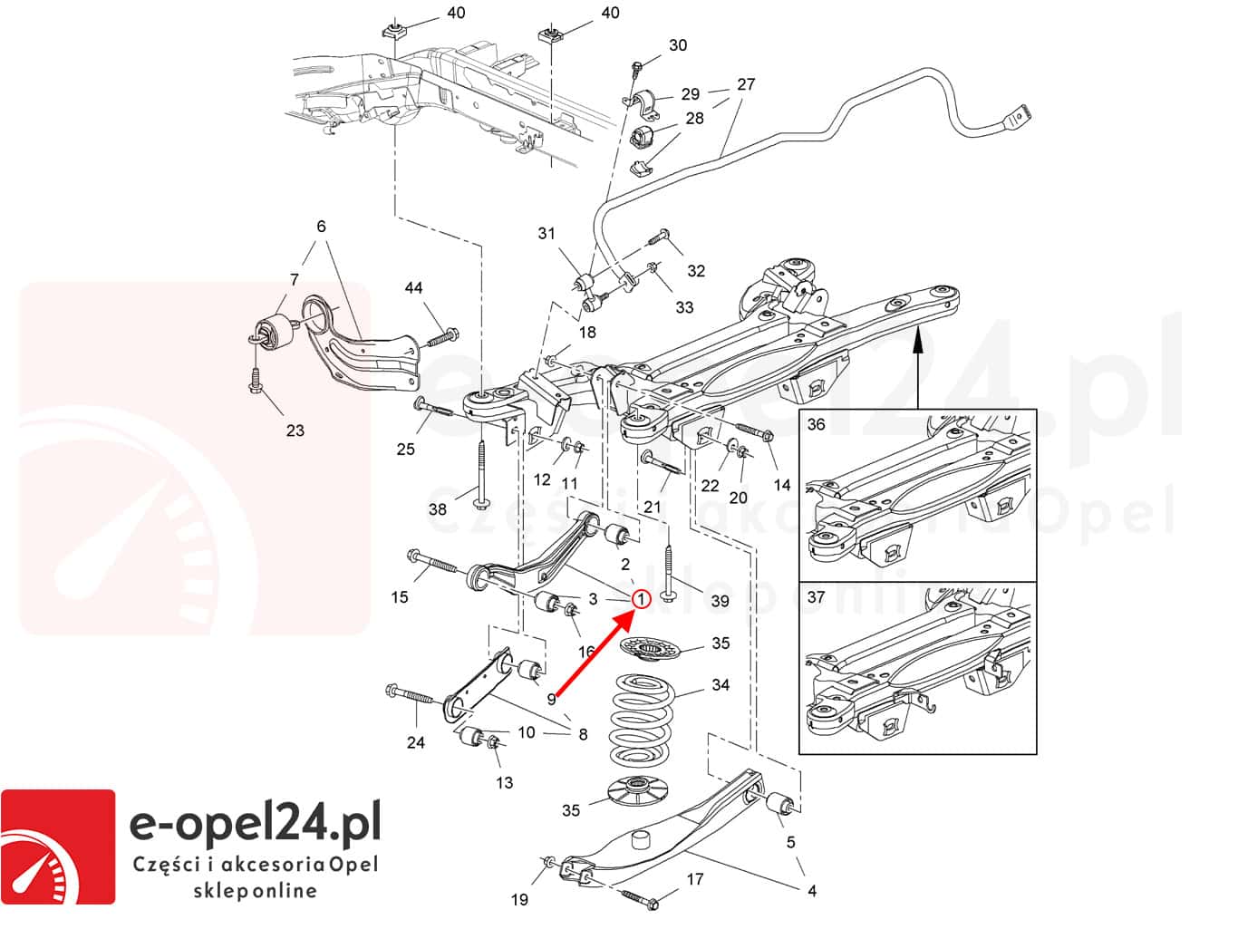 Wahacz tylny lewy górny Opel Insignia A - 423149 | e-opel24.pl