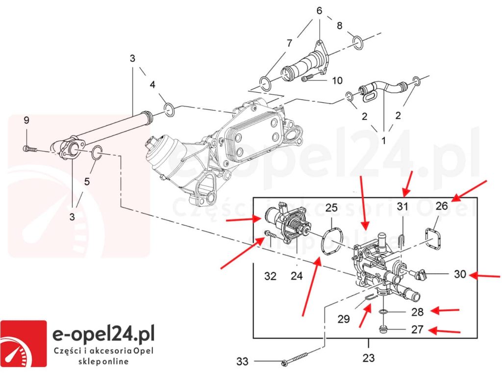 Termostat z obudową do silników 1.6 1.8 - 1338177 | e-opel24.pl